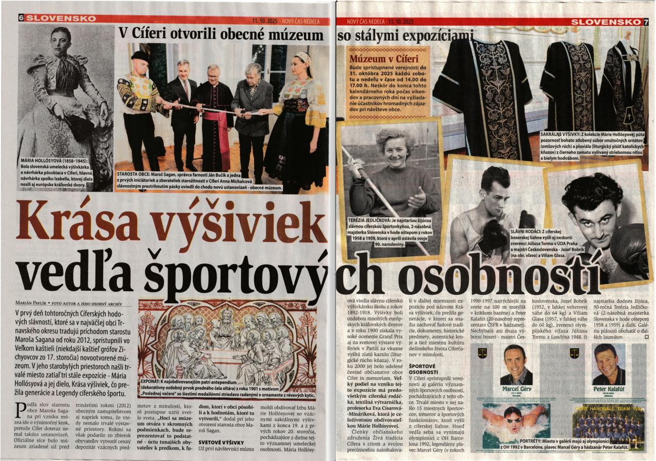 Krása výšiviek vedľa športových osobností - V Cíferi otvorili obecné ...
